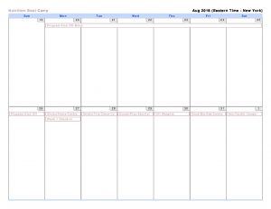 4 Week Boot Camp Calendar | Kimberly Doehnert