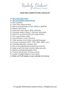 Competition Checklist 2020 | Kimberly Doehnert