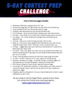 How to Wow the Judges Checklist | Kimberly Doehnert